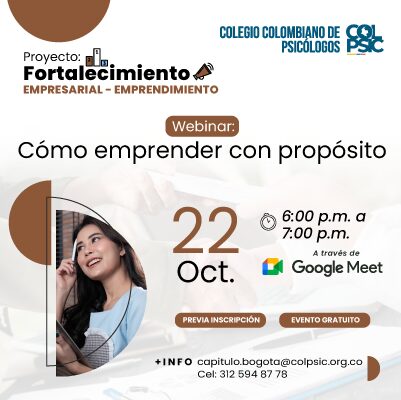 Webinar: Cómo emprender con propósito | Colegio Colombiano de Psicólogos